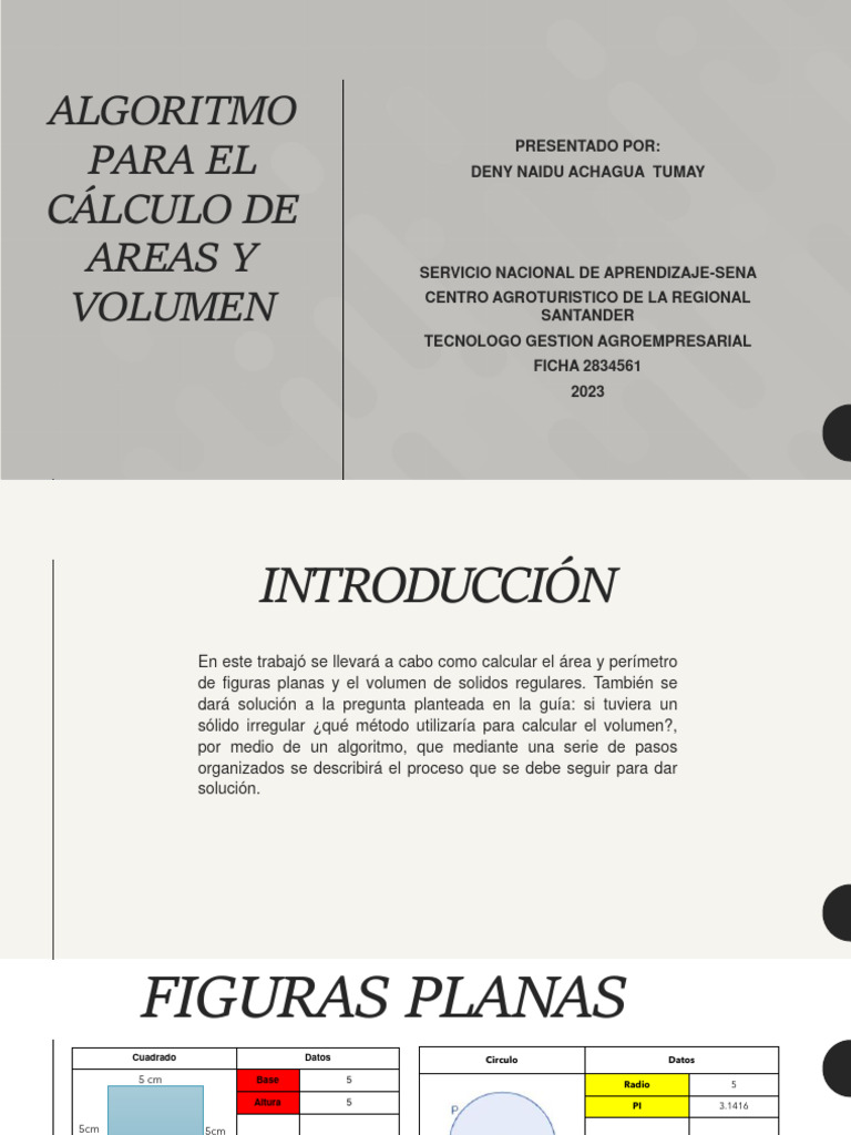 Algoritmo para El Cálculo de Areas y Volumen | PDF | Volumen | Triángulo