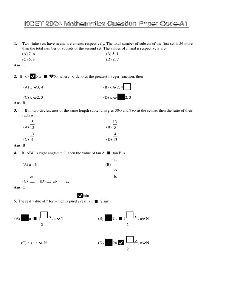 kcet-mathematics-question-paper-2024-2408 | PDF | Function (Mathematics ...