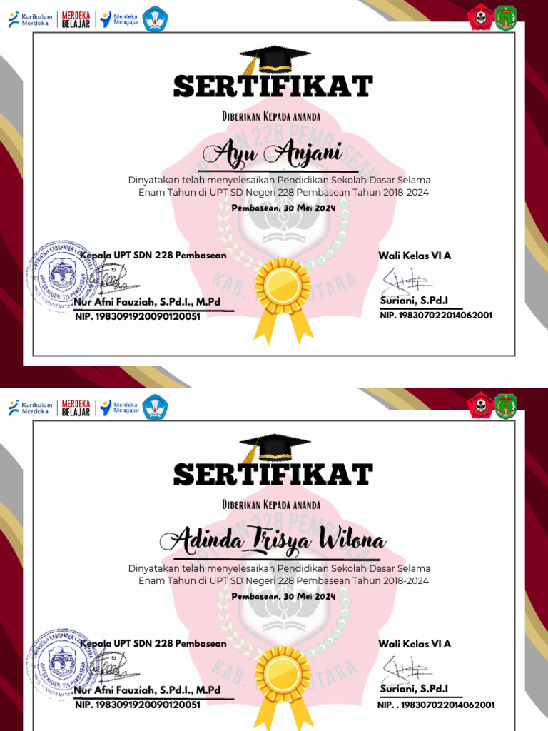 Sertifikat Kelas 6A | PDF