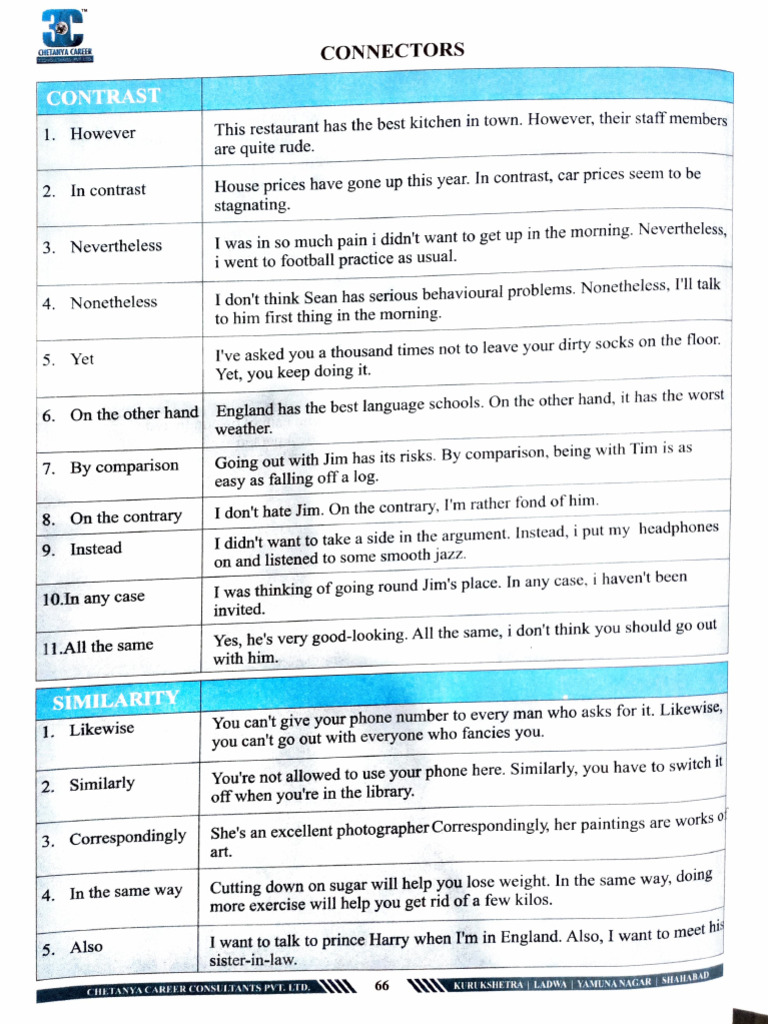 Connectors and Transition Words Guide | PDF