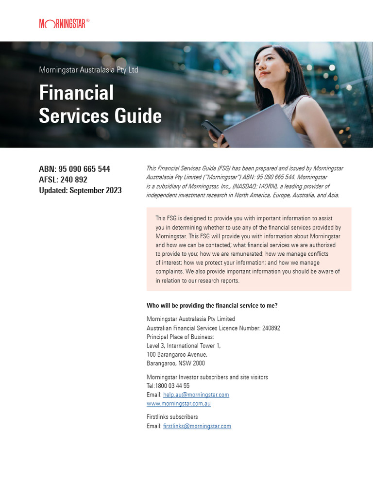Financial Services Guide: Morningstar Australasia Pty LTD | PDF ...
