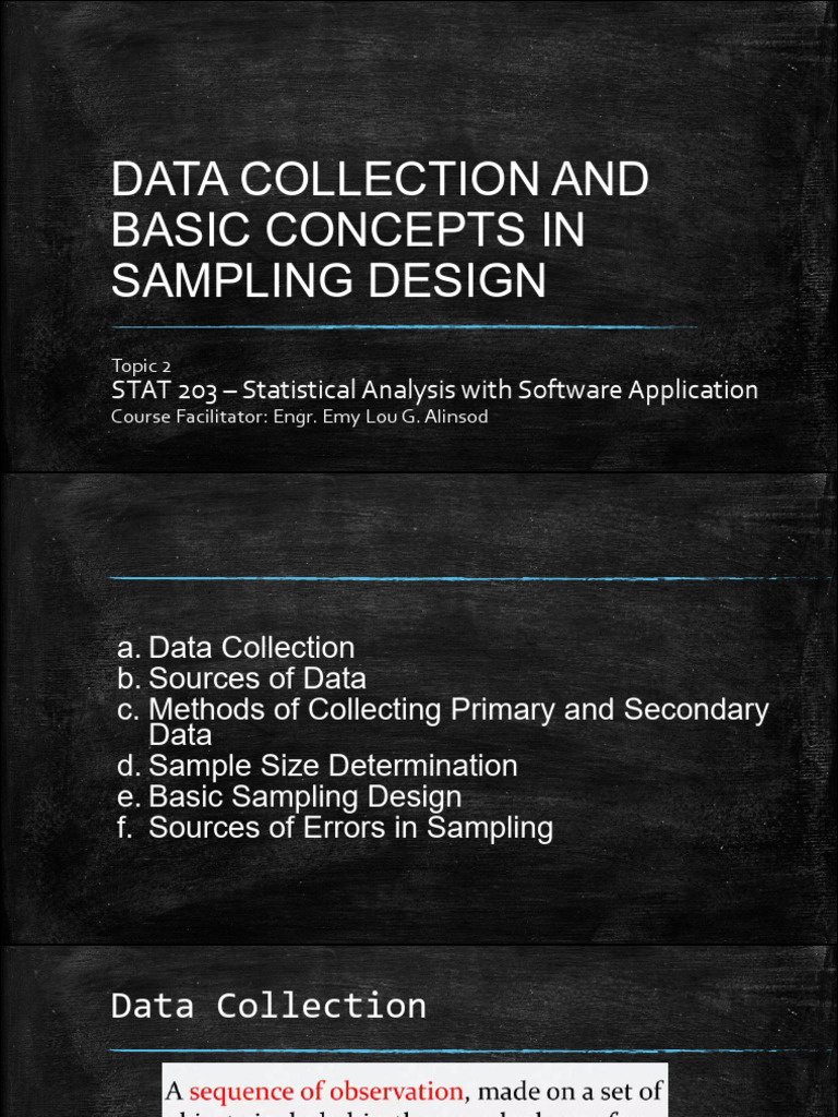 STAT 203 Topic 2 - DATA COLLECTION | PDF | Data | Questionnaire