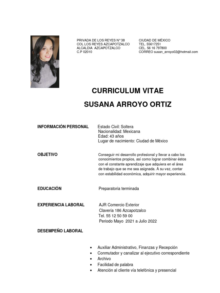 CV SUSANA ARROYO ORTIZ | PDF | México