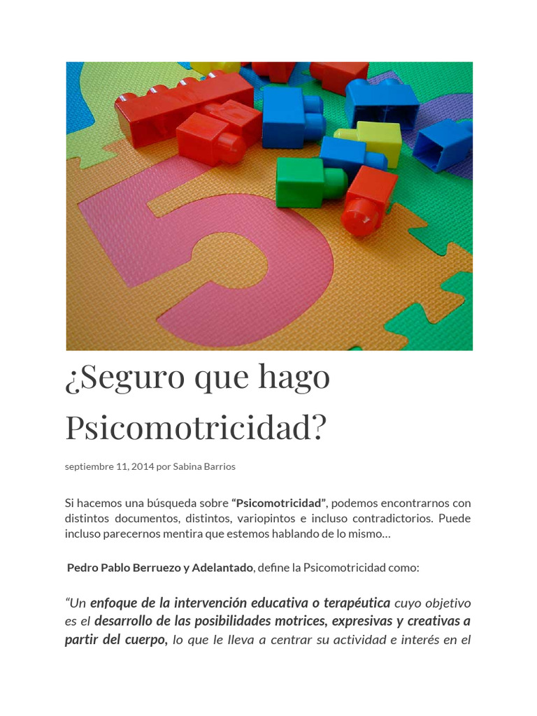 ¿Seguro Que Hago Psicomotricidad | PDF | Ciencia cognitiva | Conceptos psicologicos