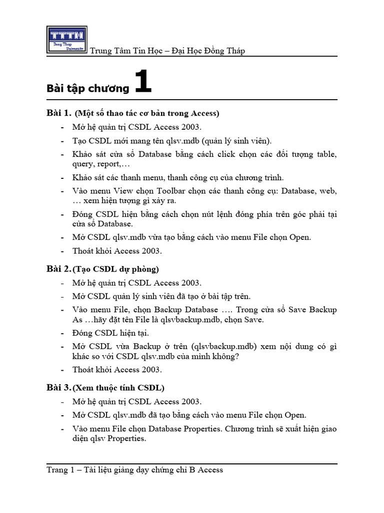 Bai Tap Thuc Hanh | PDF