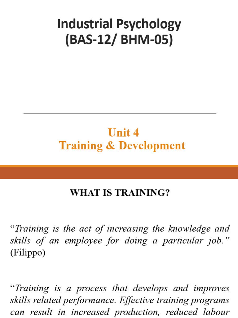 IP Unit 4 (3, 4, & 5) Training | PDF | Employment | Industrial And Organizational Psychology