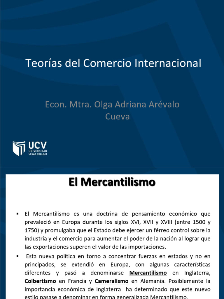 Teorias del Comercio Internacional.pptx o1 | PDF | Mercantilismo | Ventaja comparativa