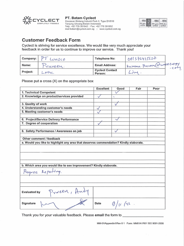 PT CYCLECT Costomer Feedback | PDF