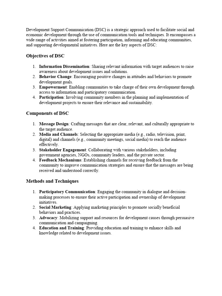 Development Support Communication (DSC) | PDF | Career & Growth