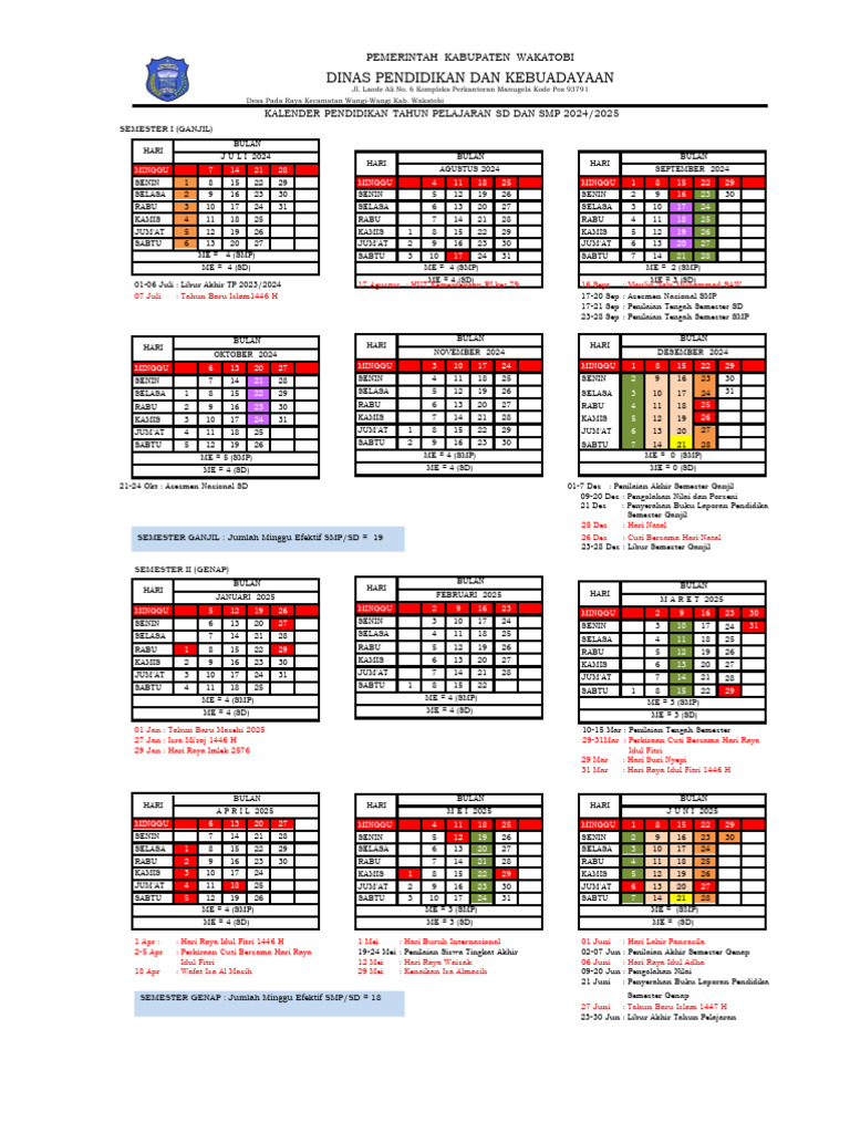Kalender Pendidikan 2024 | PDF