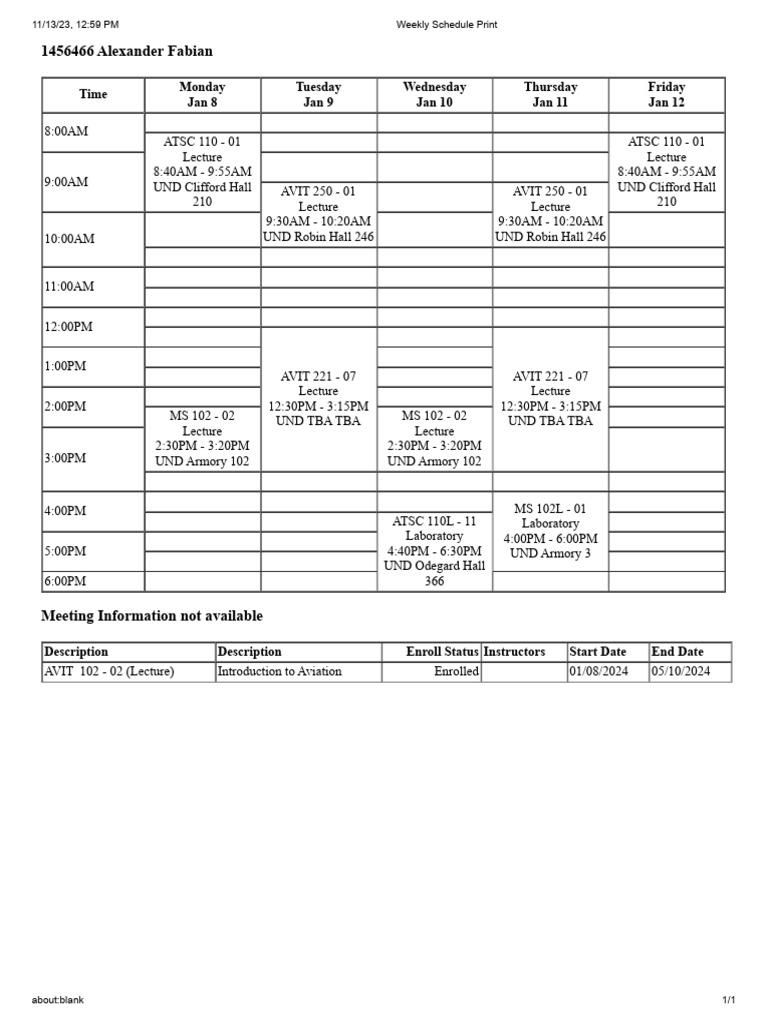Weekly Schedule Print | PDF