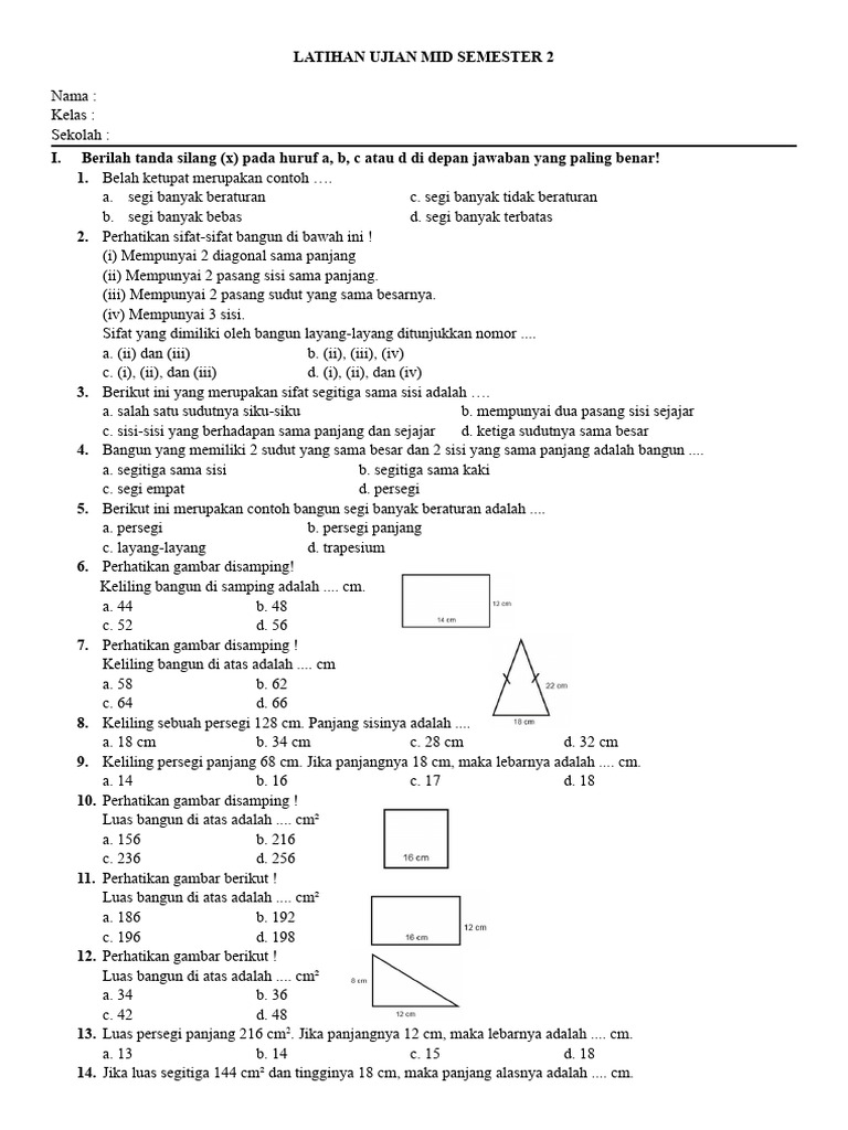 Latihan Ujian Mid Semester Genap | PDF