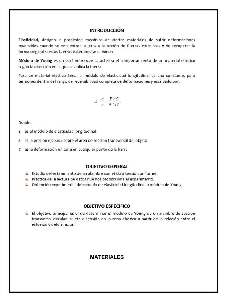 Estudio del Módulo de Young | PDF | El módulo de Young | Elasticidad ...