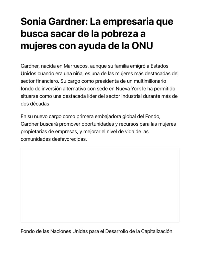 Sonia Gardner - La Empresaria Que Busca Sacar de La Pobreza A Mujeres ...