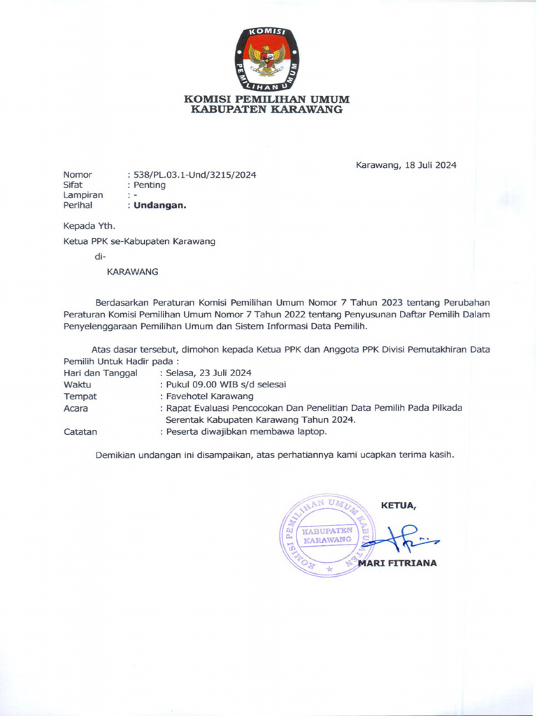 538 - Und. Rapat Evaluasi COKLIT PPK | PDF