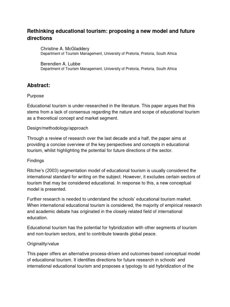 Rethinking Educational Tourism Proposing | PDF | Tourism | Learning