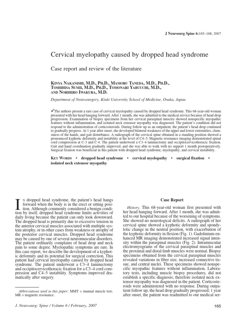 Case Study On CX Myelopathy With Dropped Head Syndrome (2007) | PDF ...