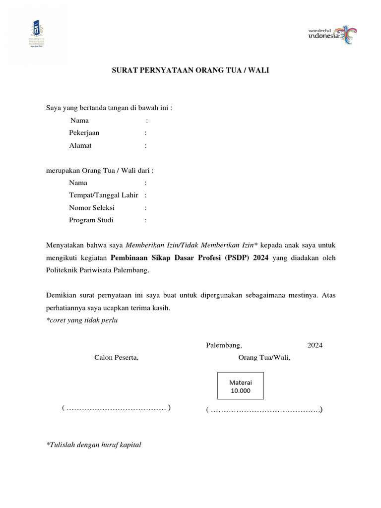 Gabungan - Form&Pernyataan - PSDP 2024 | PDF