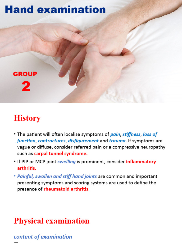 Hand Examination 1 | PDF | Hand | Anatomical Terms Of Motion
