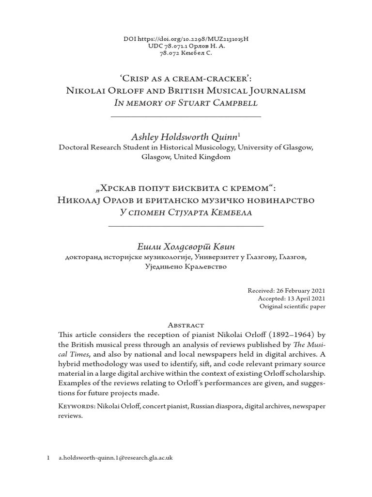 Nikolai Orloff and British Musical Journalism | PDF | Optical Character ...