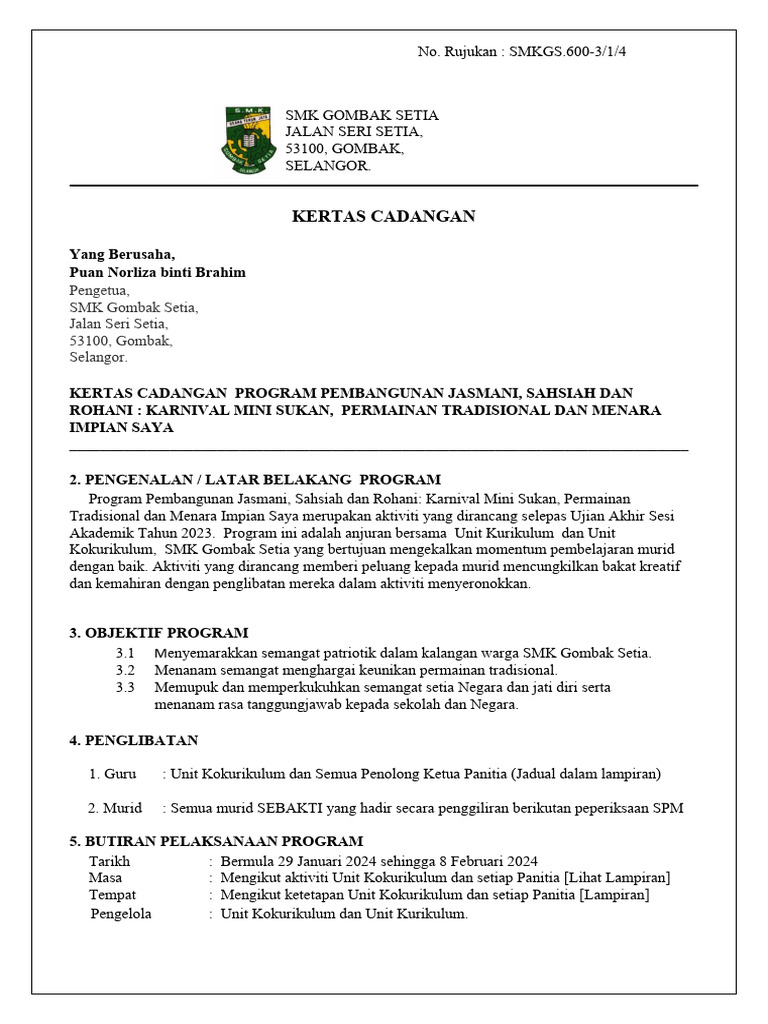 KK Program Selepas UASA 2023 | PDF