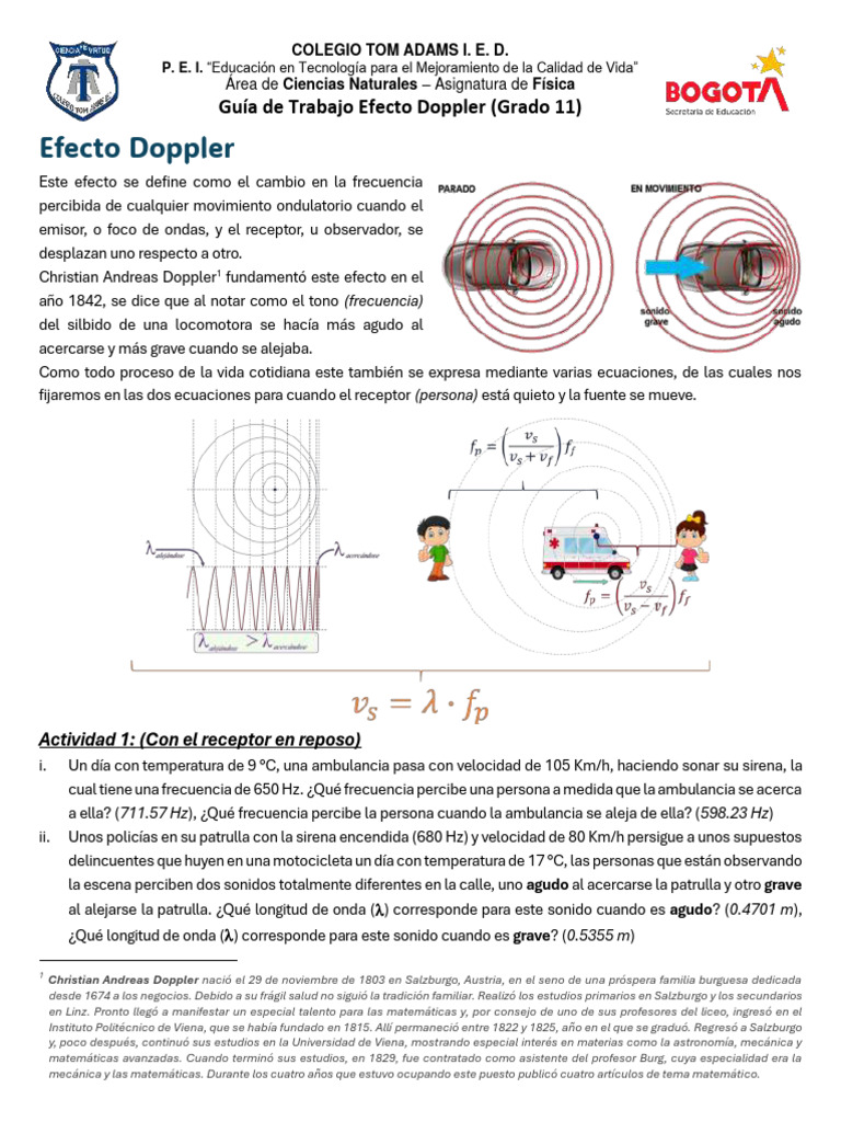11° - Guía de Trabajo - Efecto Doppler - Base Ev2.5 | PDF | Efecto ...