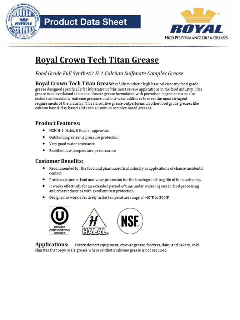 RCT Titan Tds | PDF | Materials | Lubrication