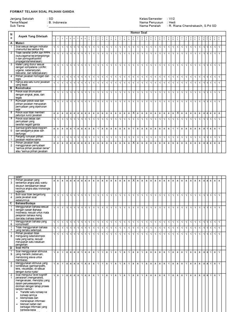 BINA FORMAT TELAAH SOAL TO Rev HOTS | PDF