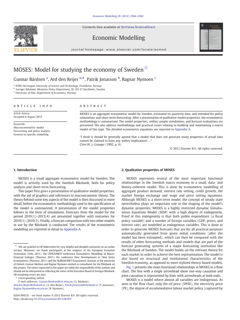MOSES Model For Studying The Economy of | PDF | Statistics | Inflation