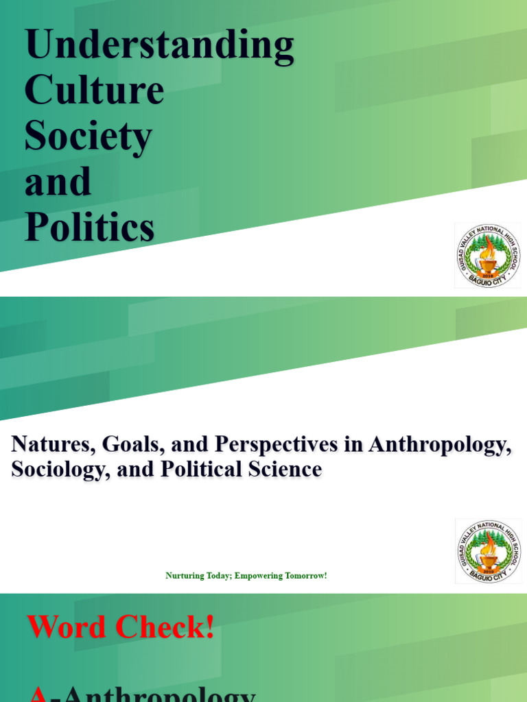 UCSP L1 NatureObjectiveGoals | PDF | Anthropology | Sociology