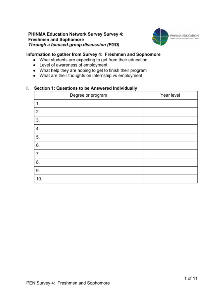 Survey 4 Freshmen and Sophomore | PDF | Internship | Job Hunting