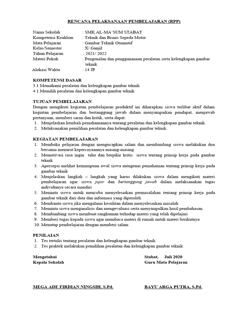 RPP Gto Kelas X | PDF | Karier & Perkembangan