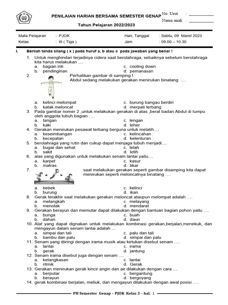 Soal PH S2 Pjok Kelas 3 | PDF