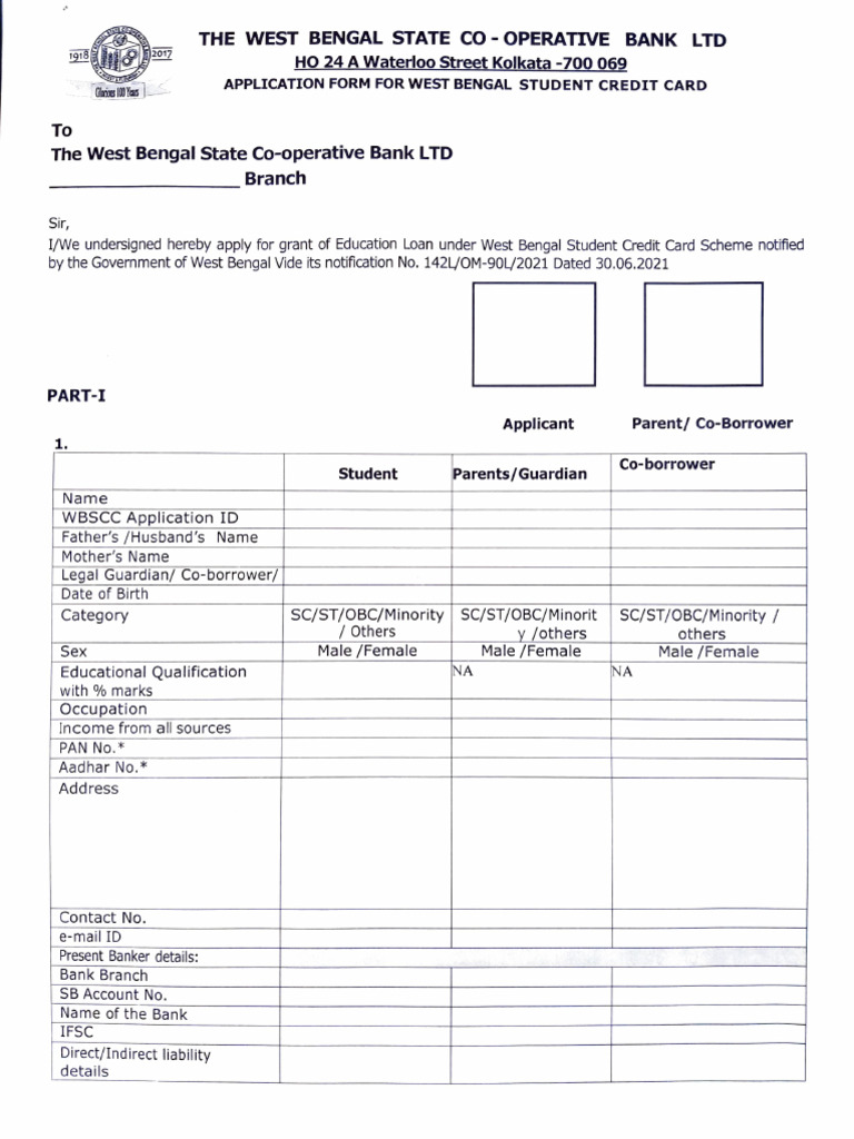 WBSCB Loan Application Form | PDF