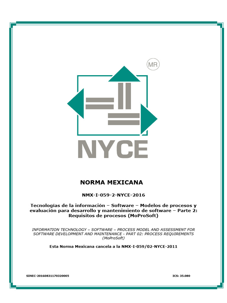 NMX I 059 02 Nyce 2016 | PDF | Planificación estratégica | Software