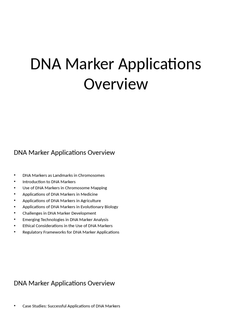 DNA Marker Applications Overview | PDF | Genetic Linkage | Personalized ...