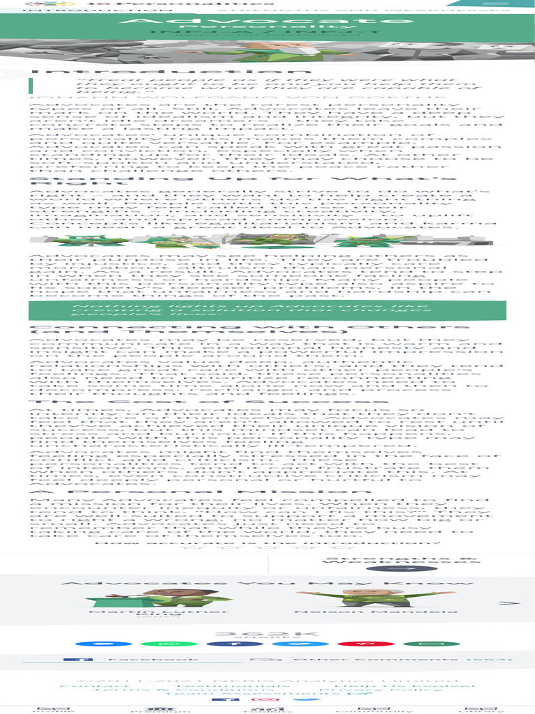 Introduction Advocate (INFJ) Personality 16personalities | PDF ...