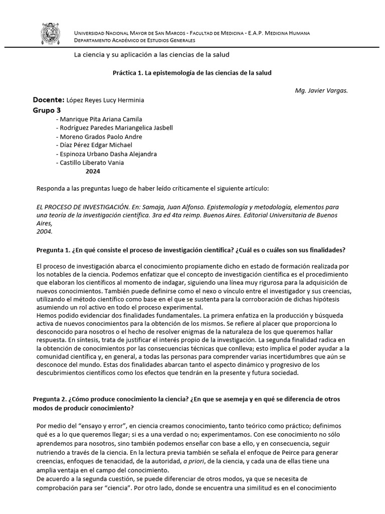 Práctica 1 - CACS - GRUPO 3 - SECCIÓN 6 | PDF | Conocimiento | Método ...