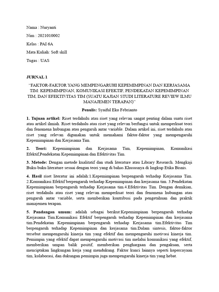 Ringkasan 2 Jurnal Nuryanti | PDF