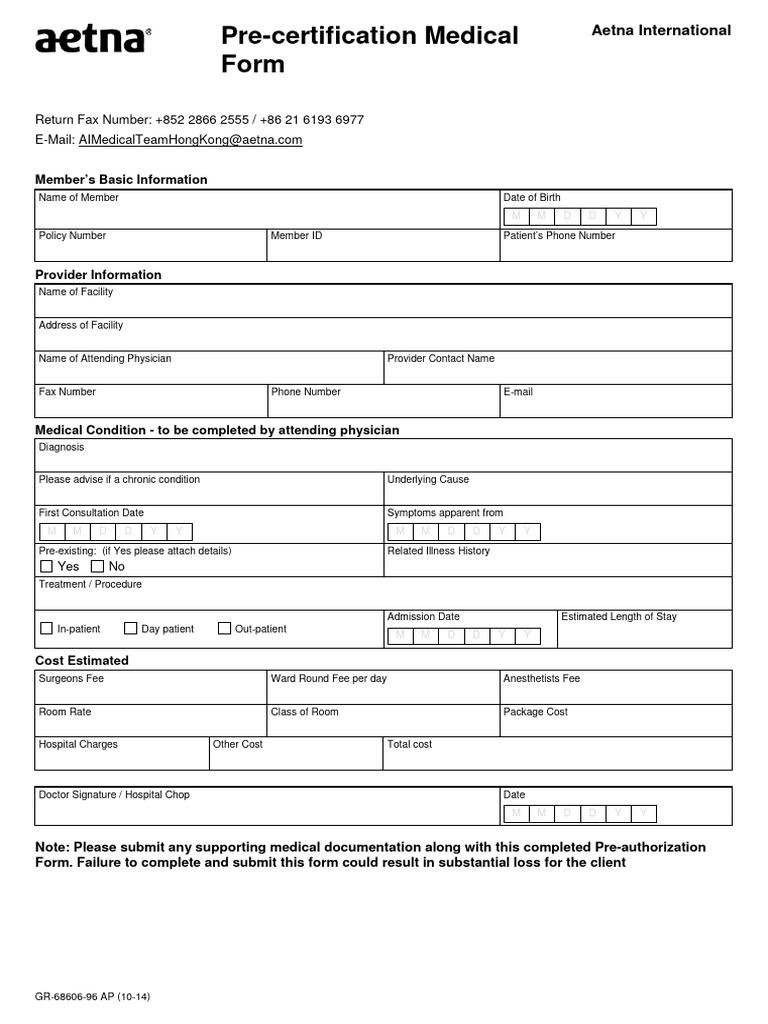 AI PreCertification Medical Form PDF | PDF | Patient | Medical Specialties