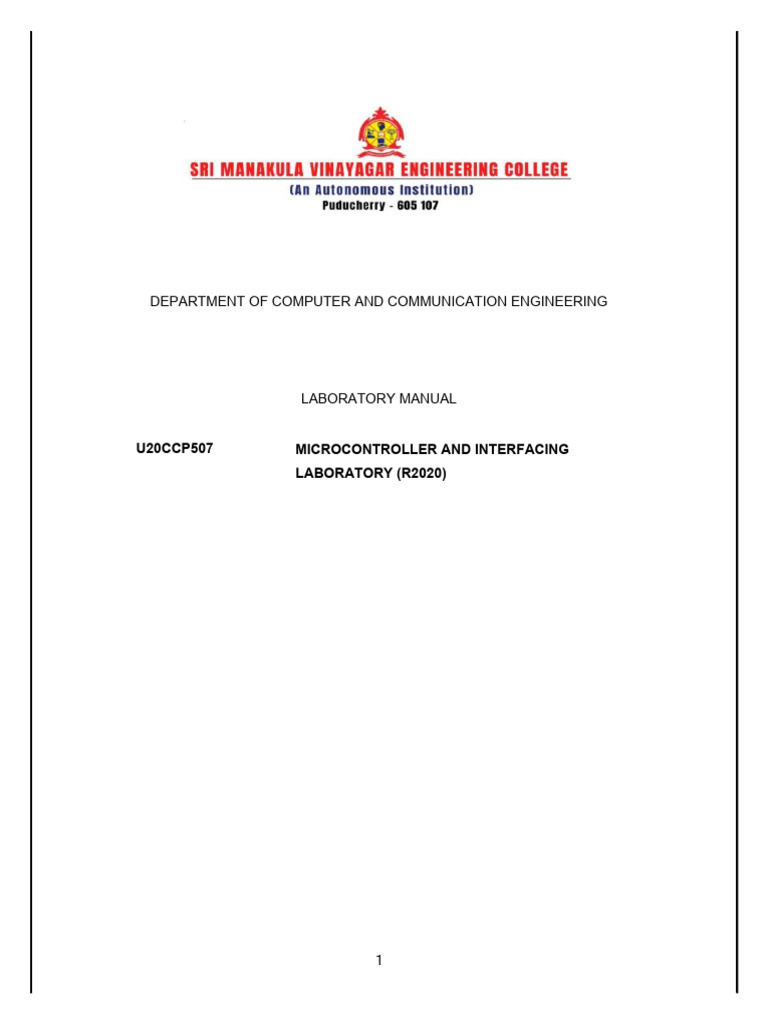 Microcontroller Interfacing Lab Manual | PDF | Microcontroller ...