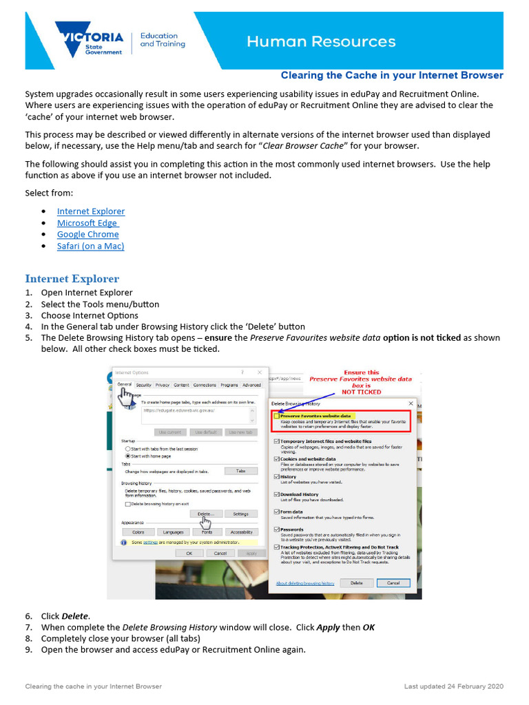 Clearing Cache Following Upgrade | PDF | Internet Explorer | Cyberspace