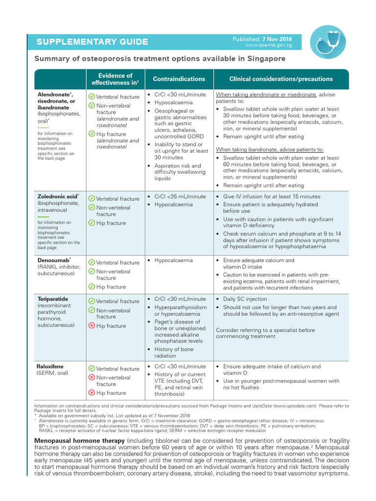 ACE - Supplementary guide on available treatment options (Nov 2018) | PDF | Osteoporosis ...