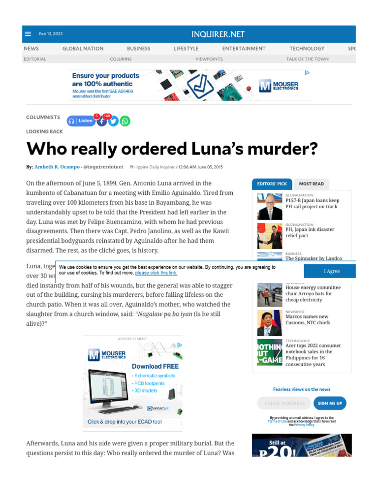 Who Really Ordered Luna's Murder? - Inquirer Opinion | PDF