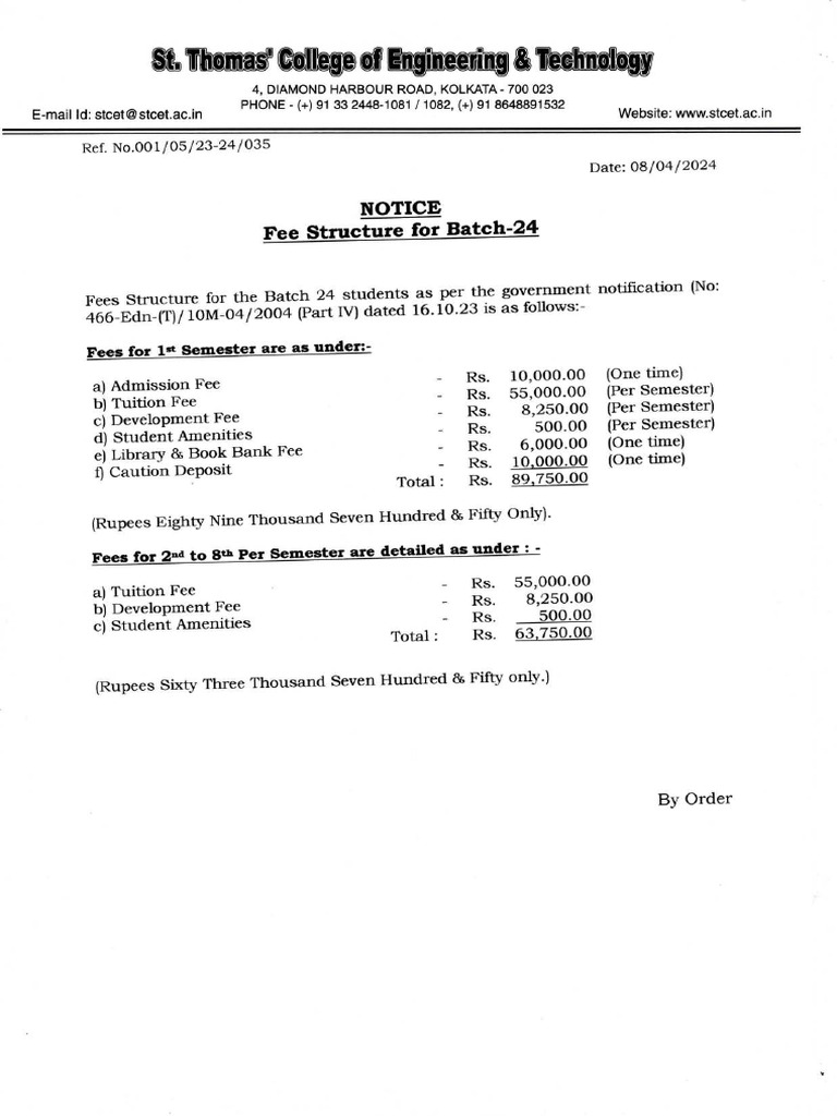 Fee Structure 1 | PDF