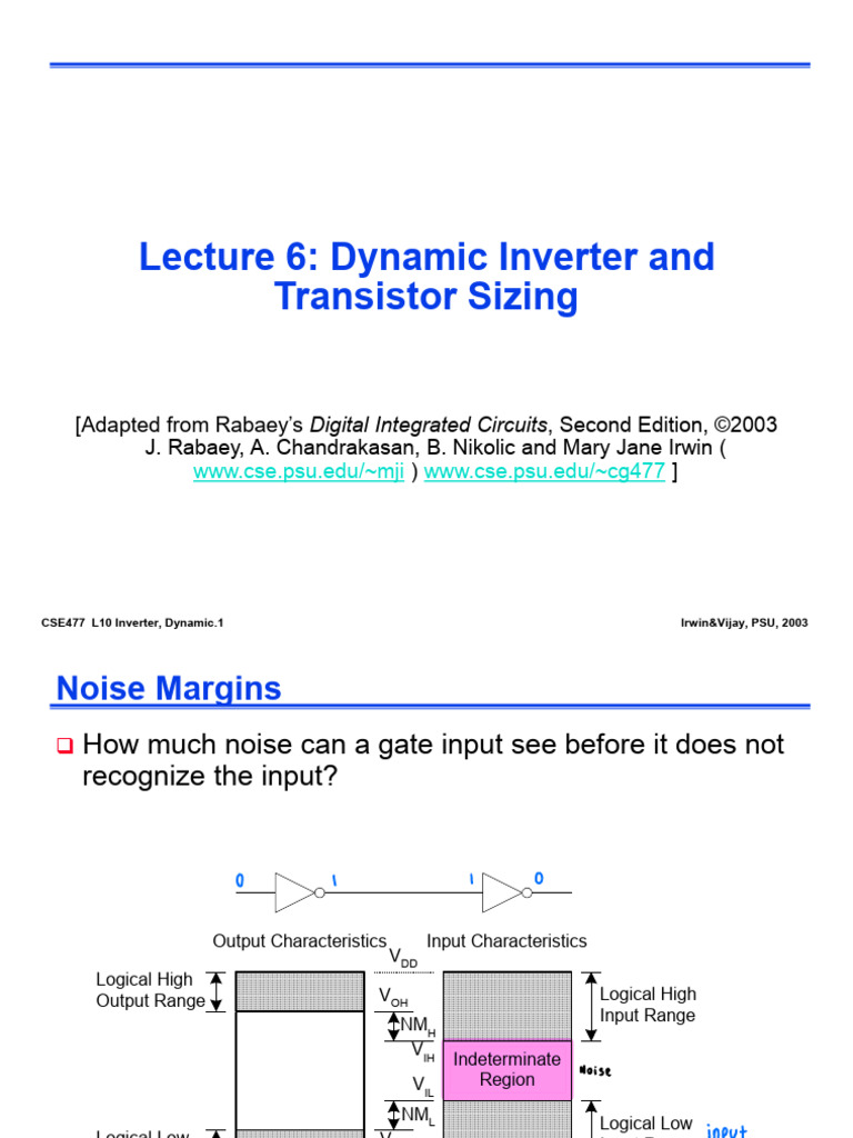 Lecture 6 Dynamic Inverter | PDF | Mosfet | Integrated Circuit