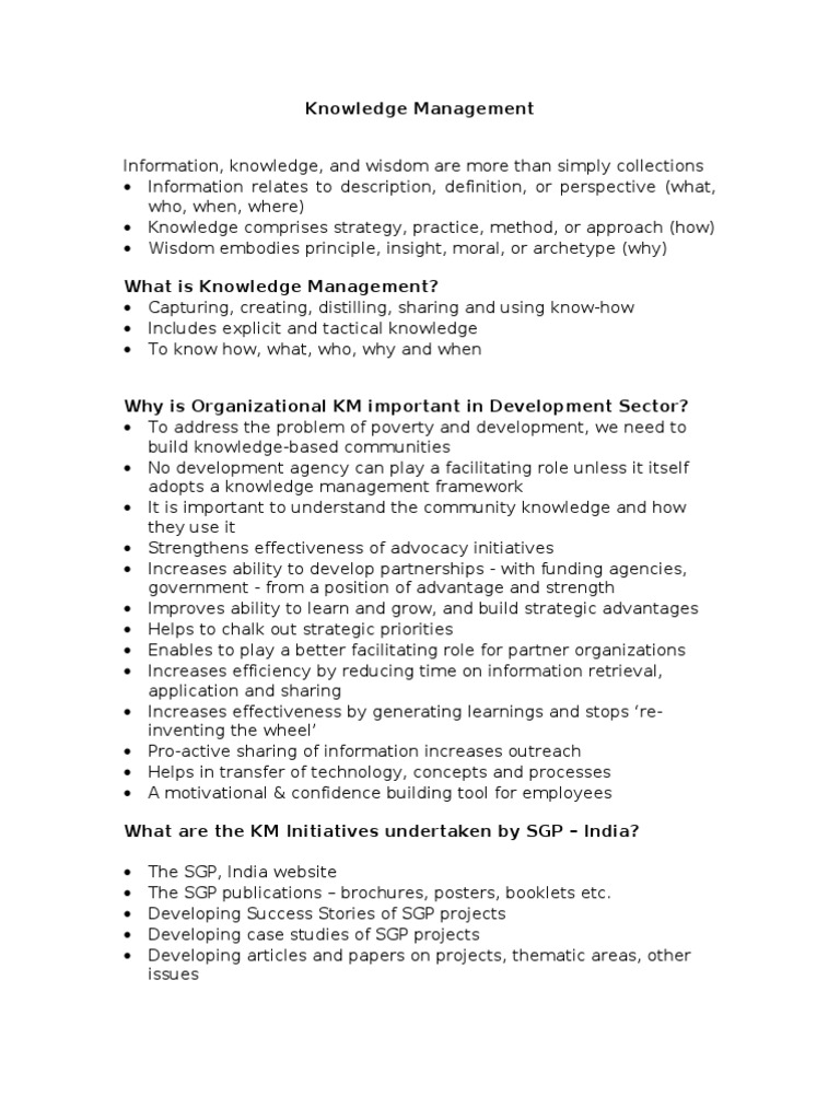 Guidance Notes On Knowledge Management | PDF | Knowledge Management ...