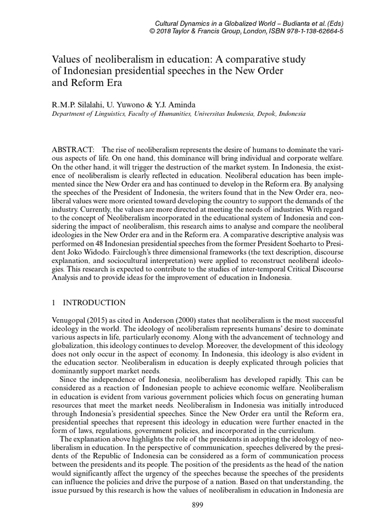 Values of Neoliberalism in Education A Comparative | PDF ...