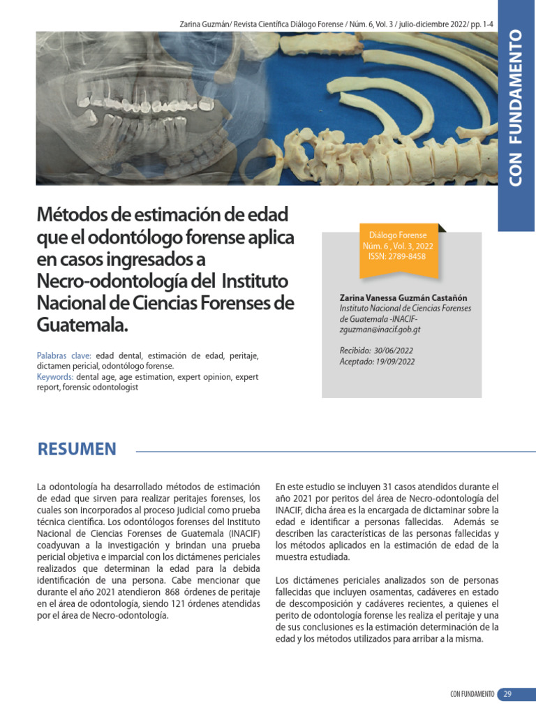 pp29-32 Métodos de Estimación de Edad Que El Odontólogo Forense | PDF ...
