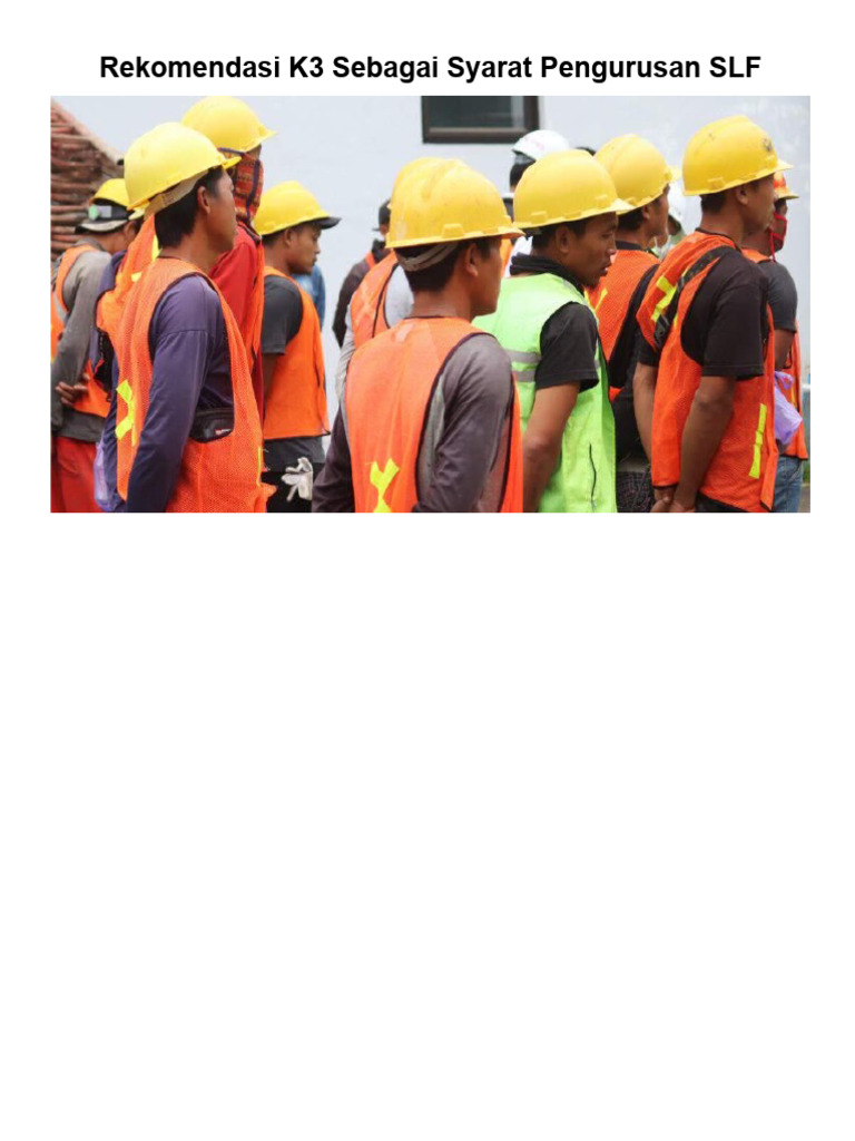 Rekomendasi K3 Sebagai Syarat Pengurusan SLF | PDF